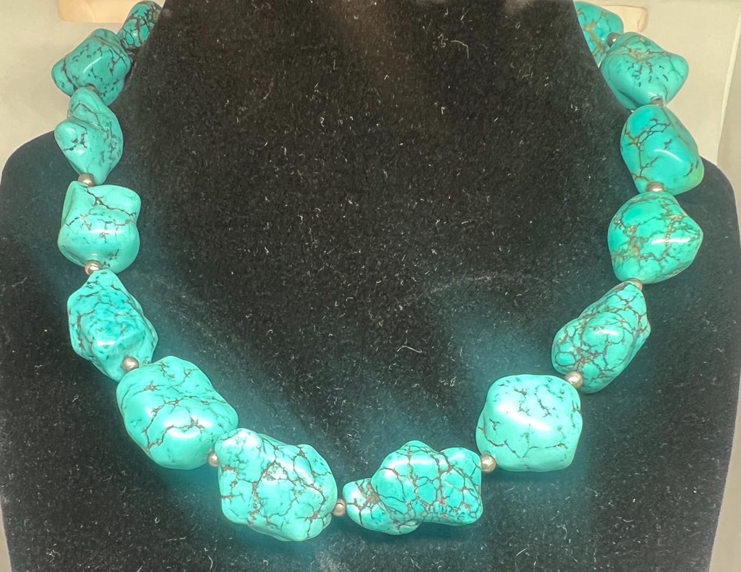 Vintage Turquoise Nugget Necklace - Etsy
