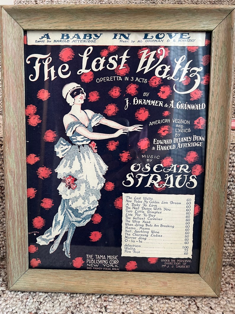 Antique Sheet Music Cover Straus “A Baby in Love” 1921 - Etsy