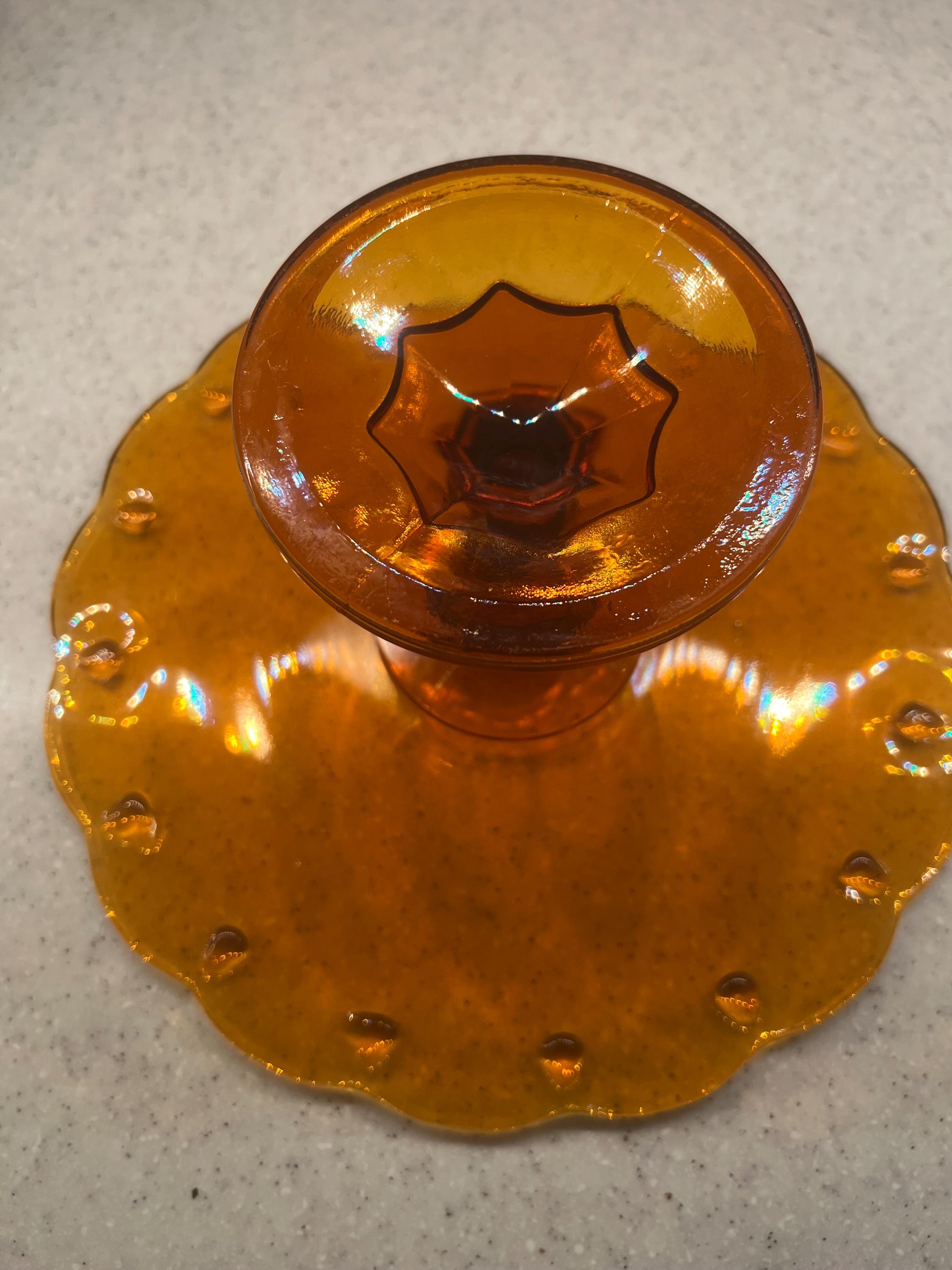 Vintage Indiana Glass Amber Cake Stand - Etsy
