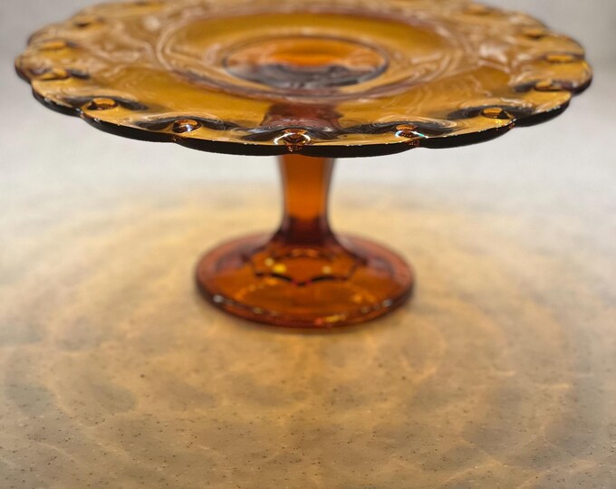Vintage Indiana Glass Amber Cake Stand - Etsy
