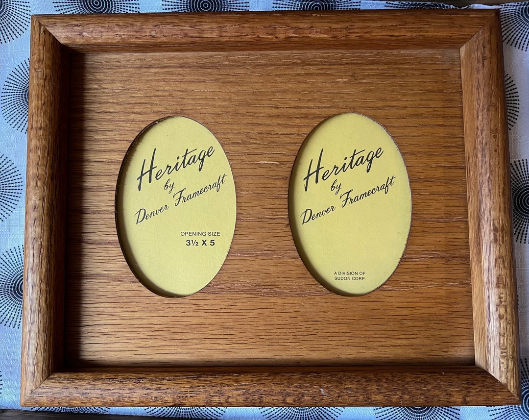 MCM Denver Framecraft Solid Oak Double 3 1/2 X 5 Oval Picture Frame ...