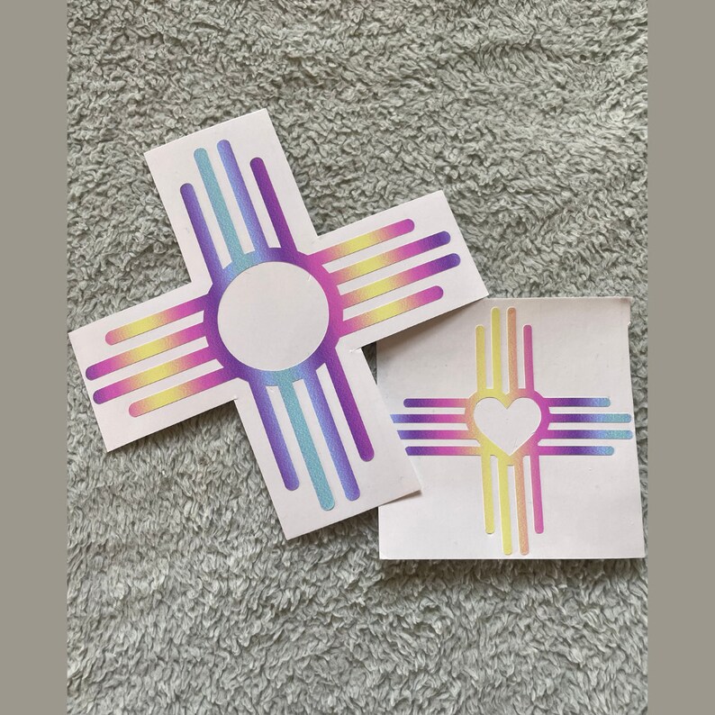 New Mexico Zia Rainbow Sticker - Etsy