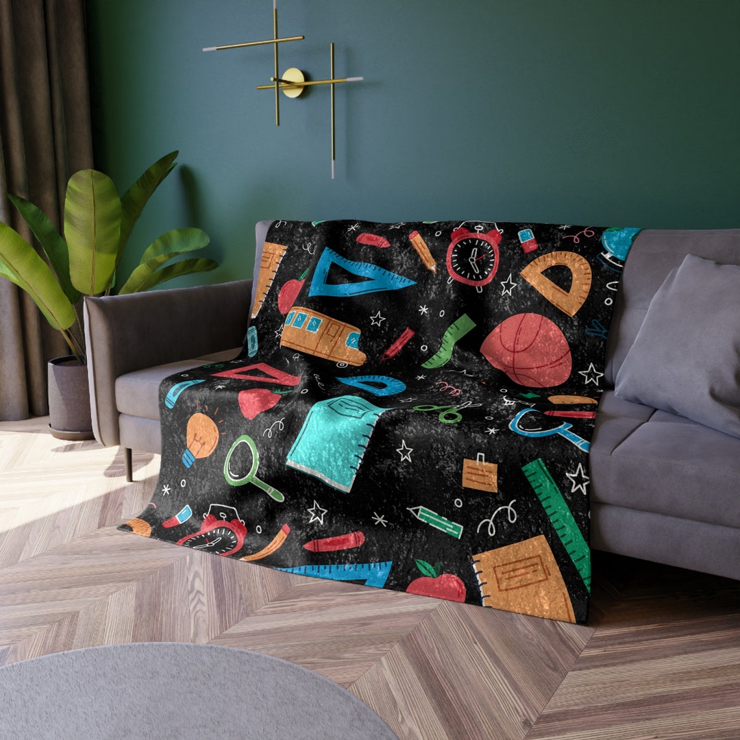 Back to School, Abstract Art, School Style, Crushed Velvet Blanket - Etsy