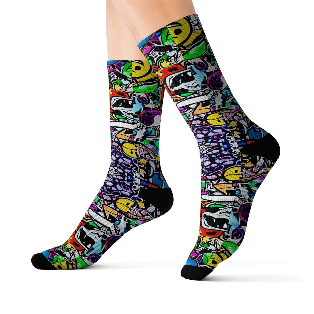 All Over Print Socks Graffiti Style Socks Abstract Style - Etsy