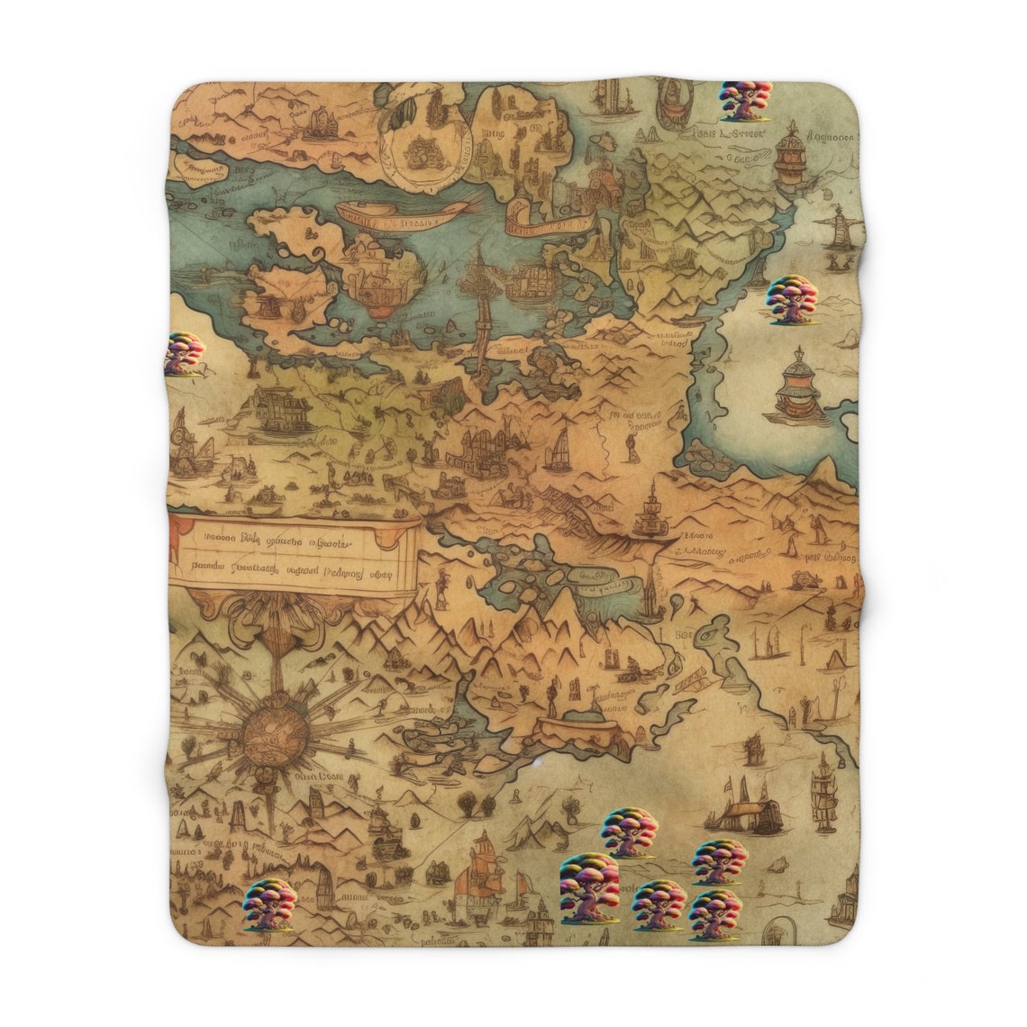 Old Treasure Map, Old World Map, Old Style Map, Sherpa Fleece Blanket ...