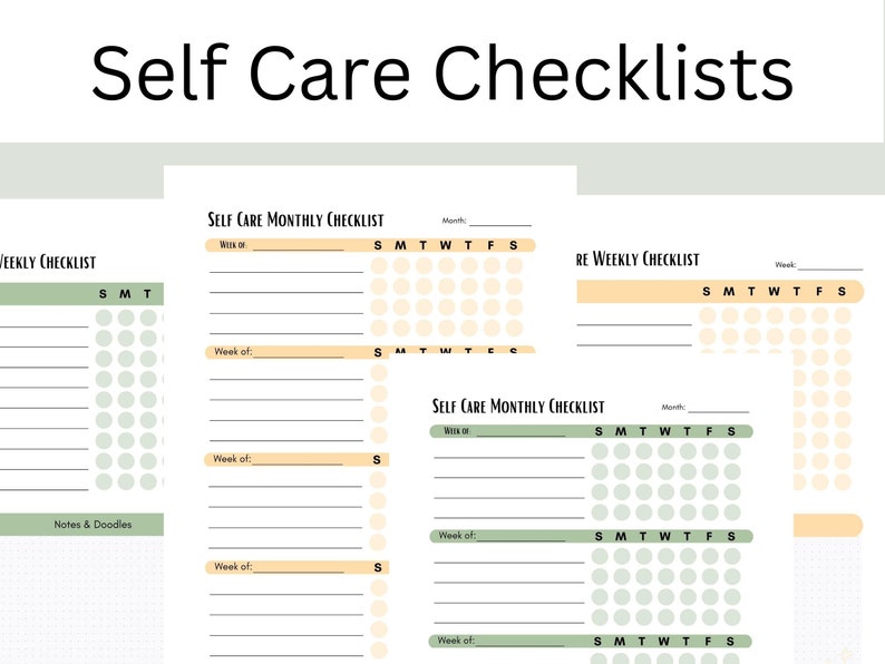 Self Care Checklist, Monthly Self Care Checklist, Weekly Self Care ...
