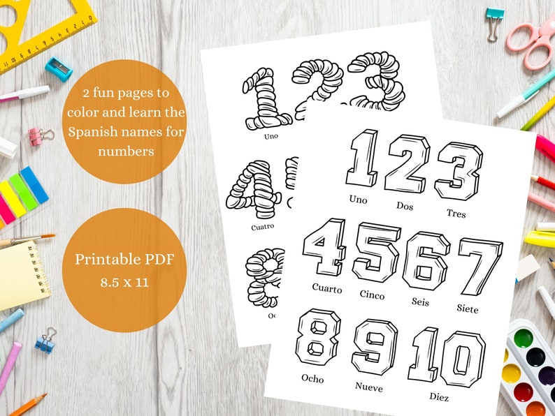 Spanish Numbers Coloring Pages for Kids, Fun Coloring Sheets, Spanish ...