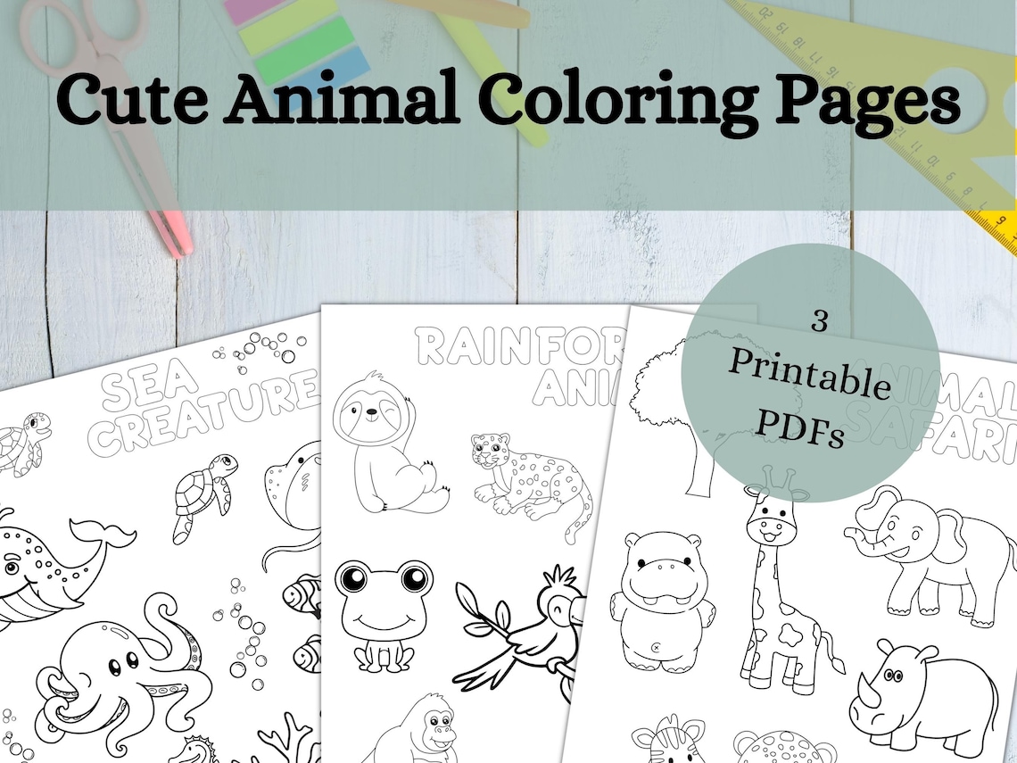Animal Coloring Pages for Kids, Sea Creatures, Safari Animals ...