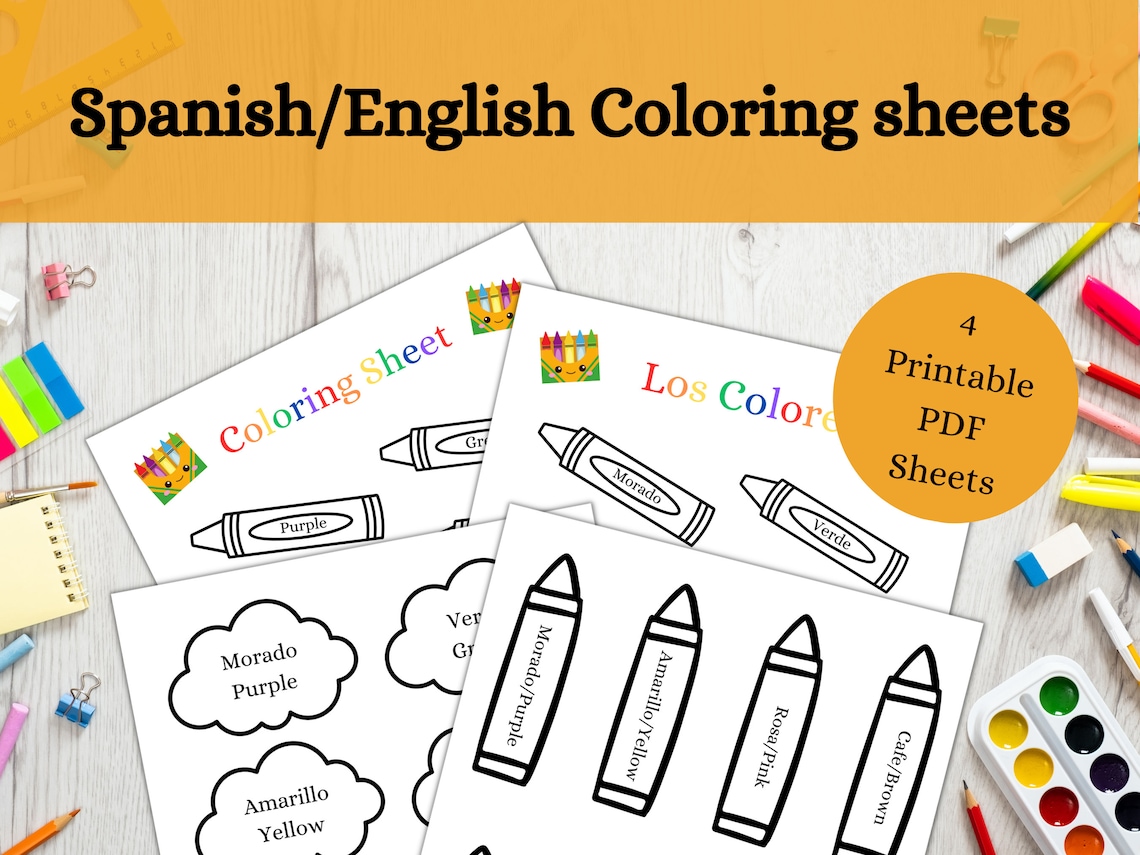 Spanish and English Coloring Sheets for Kids to Learn the Spanish ...
