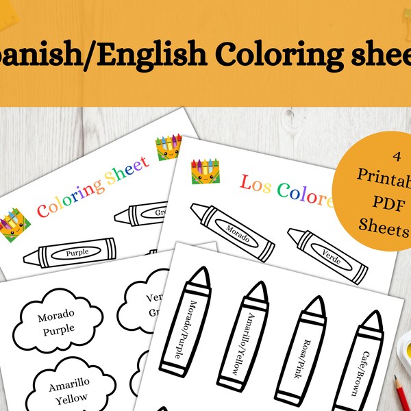 English Spanish Coloring Pages for Kids - Etsy