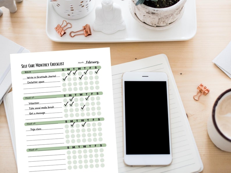 Self Care Checklist, Monthly Self Care Checklist, Weekly Self Care ...