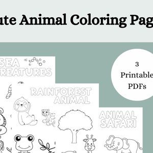 Animal Coloring Pages for Kids Sea Creatures Safari Animals - Etsy
