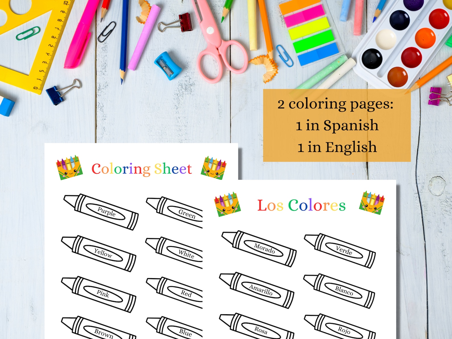 Spanish and English Coloring Sheets for Kids to Learn the Spanish ...