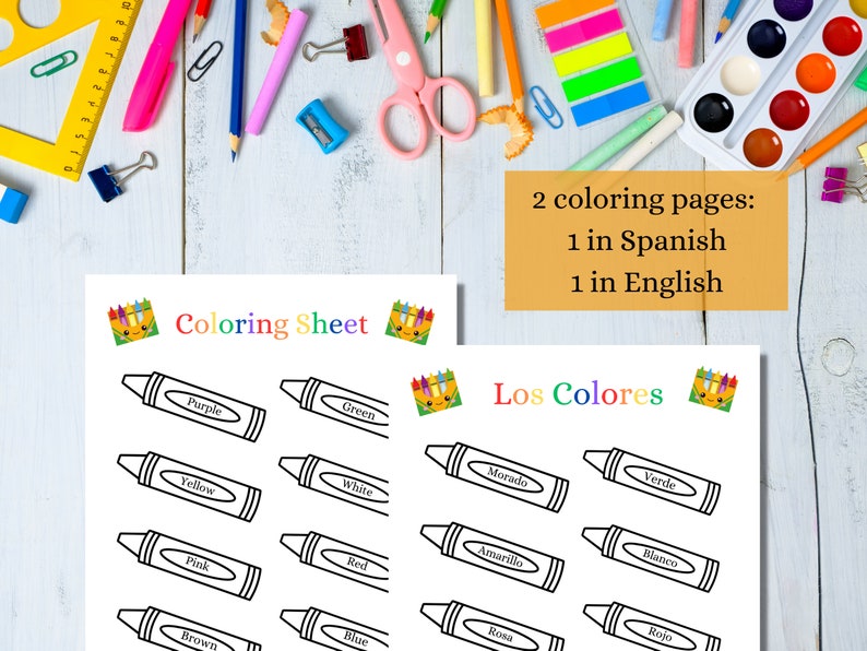 Spanish and English Coloring Sheets for Kids to Learn the Spanish ...