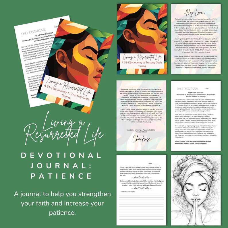 Patience: Living a Resurrected Life Devotional Journal-printable ...