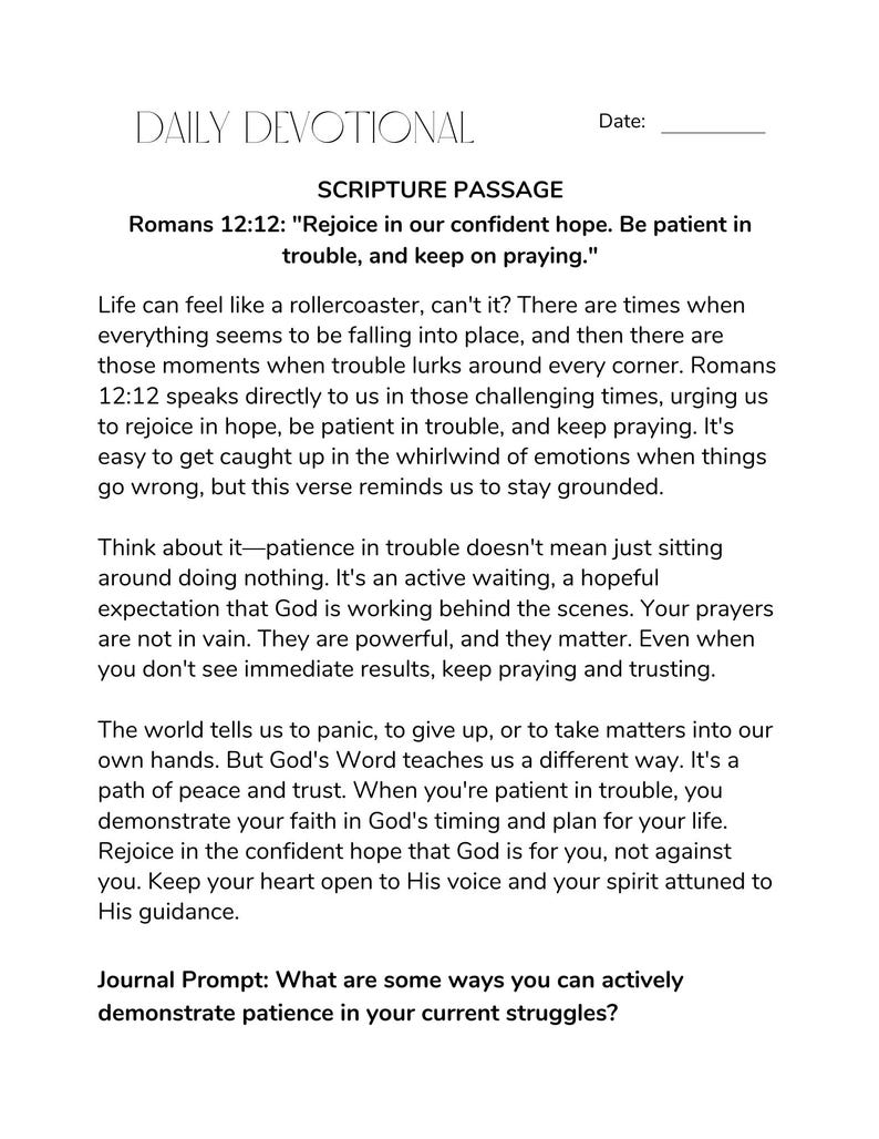 Patience: Living a Resurrected Life Devotional Journal-printable Christian Women's Prayer ...