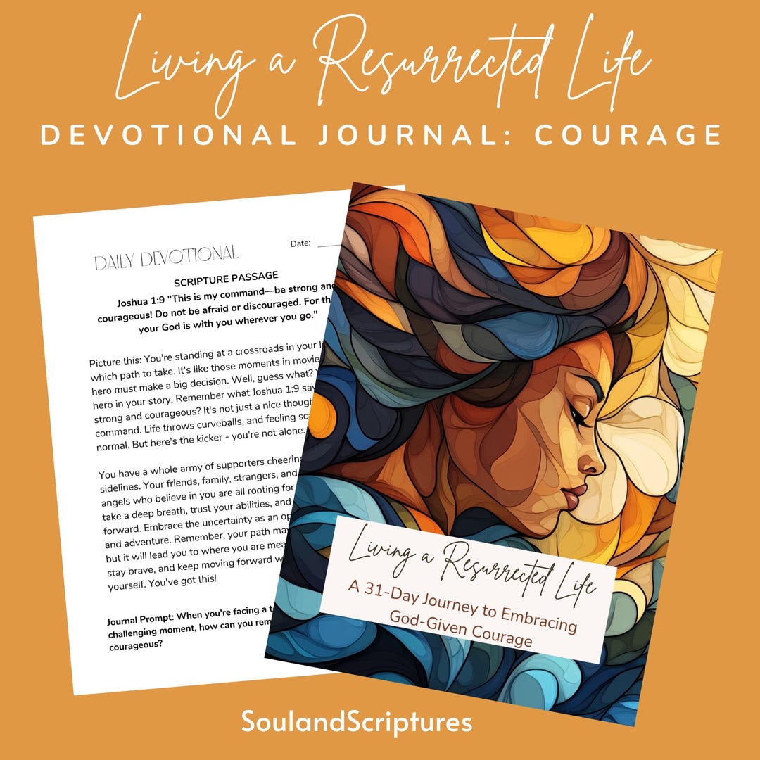 Courage: Living a Resurrected Life Devotional Journal Printable Faith ...