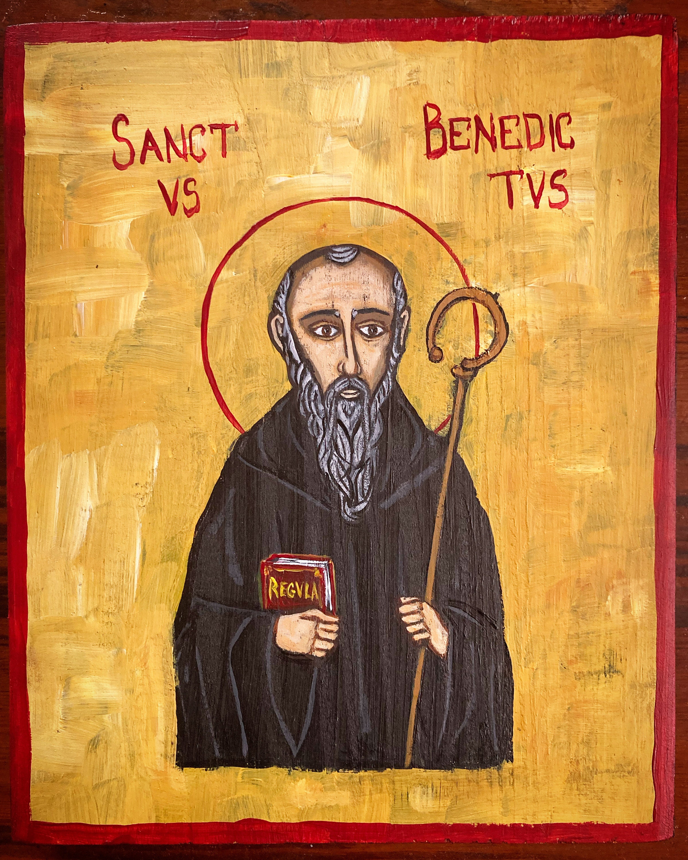 Hand-painted Saint Benedict Icon, 9 X 7, St. Benedict of Nursia ...