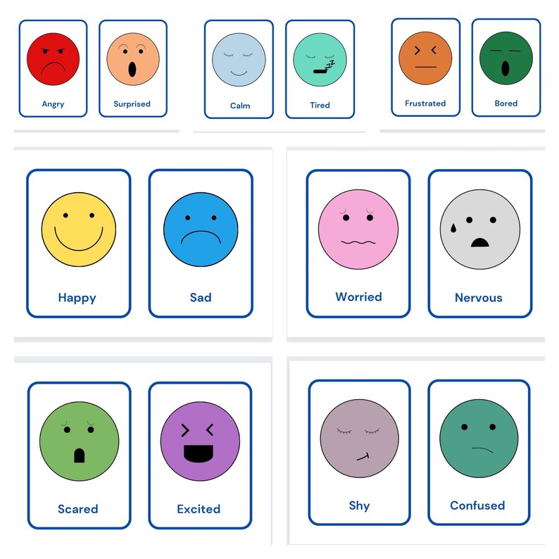 Children's Emotion Flashcards - Etsy