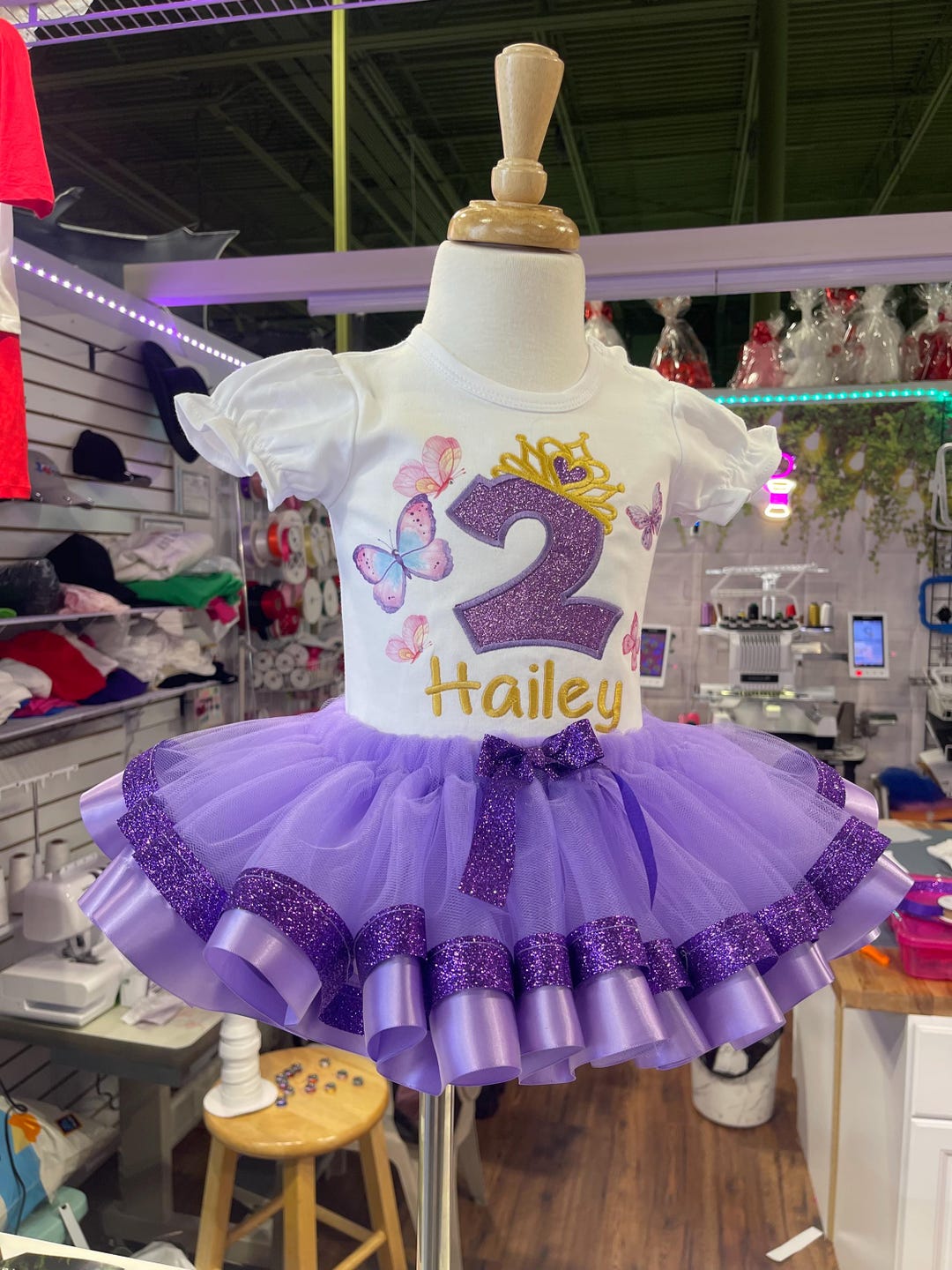 Butterfly Birthday Tutu Set: Personalized Embroidered Shirt, Glitter ...