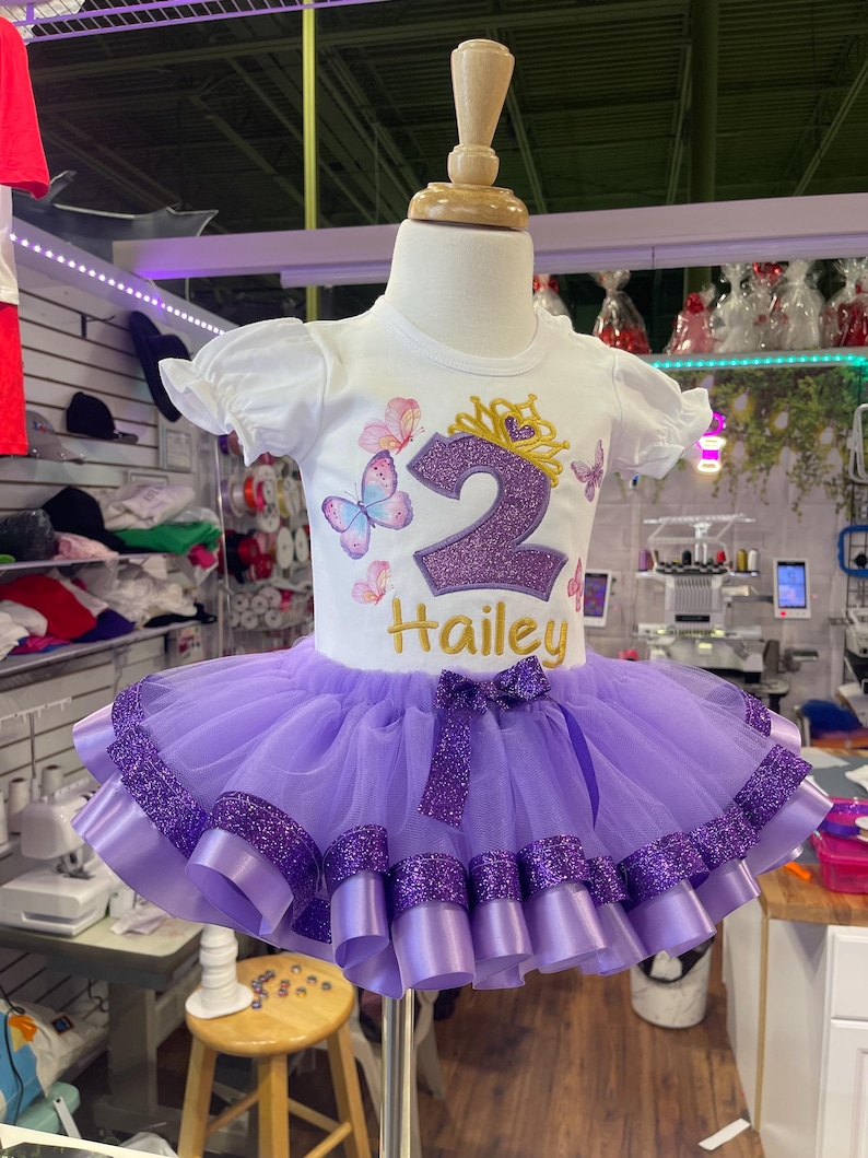 Butterfly Birthday Tutu Set: Personalized Embroidered Shirt, Glitter ...