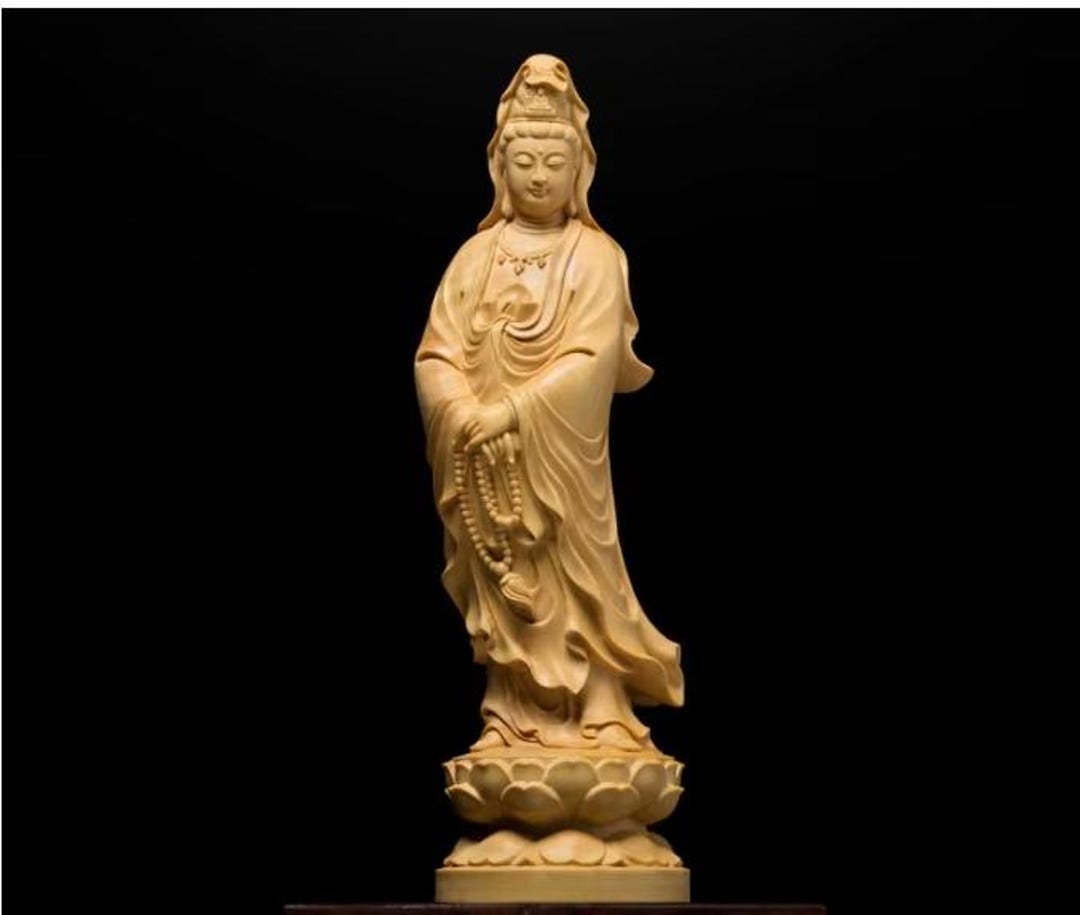 Large GUANYIN BUDDHA Statue-8.5finished Cypress Wood-boddhisattva ...