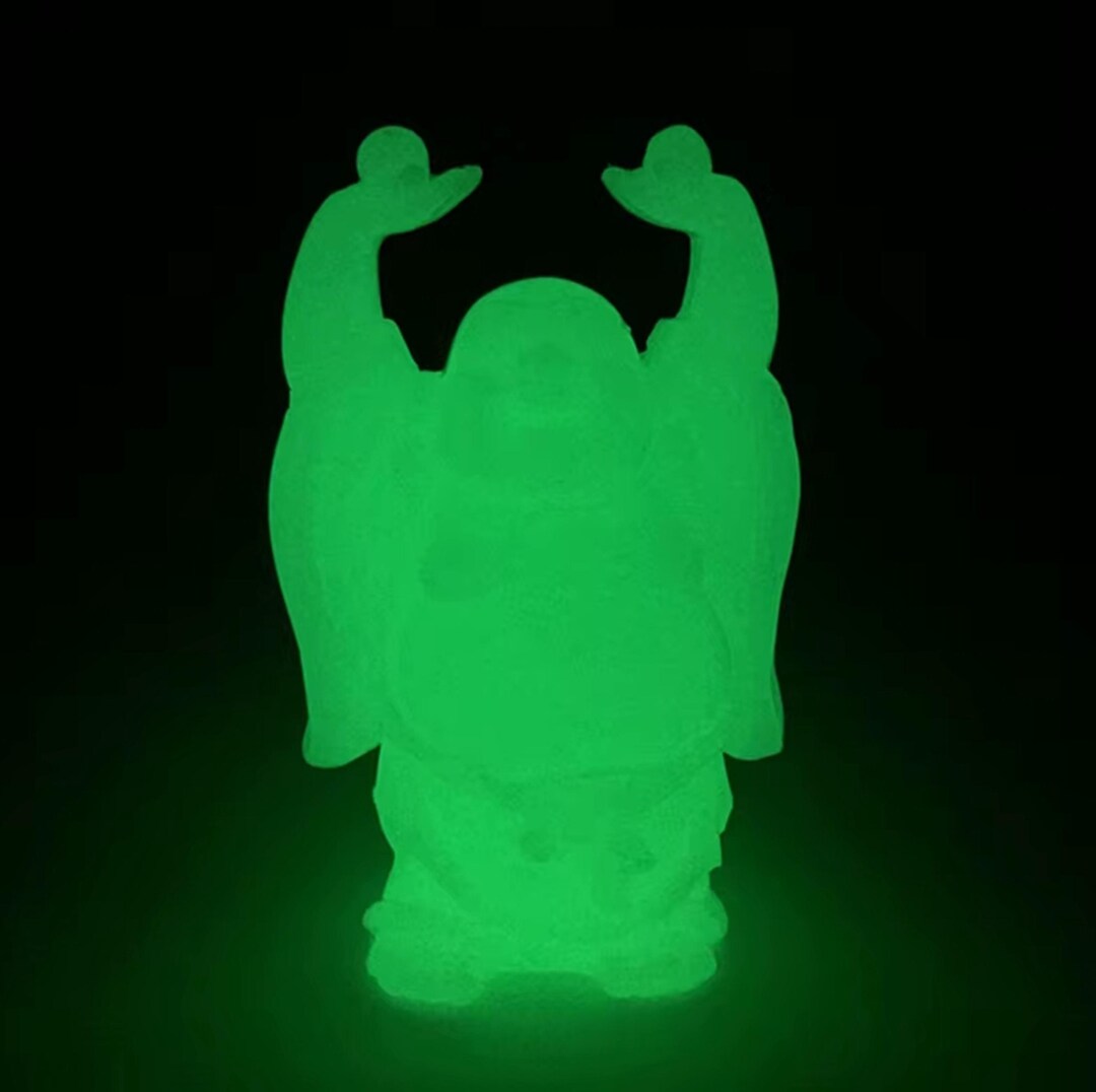 LAUGHING HAPPY BUDDHA Glow in the Dark Mini Statue-good Luck-hotei-jade ...
