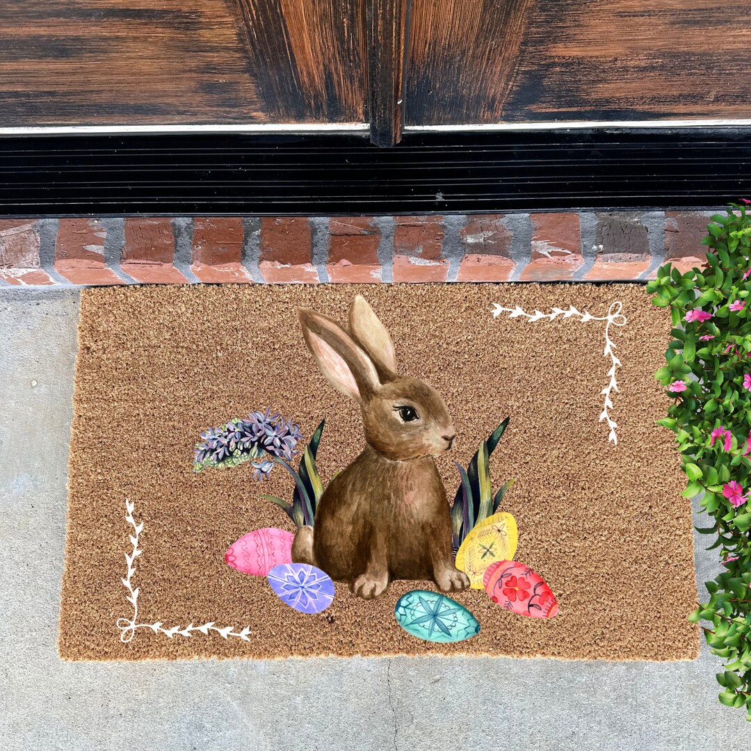 Easter Doormat With Rabbit, Easter Rug, Easter Decor for Porch, Spring ...