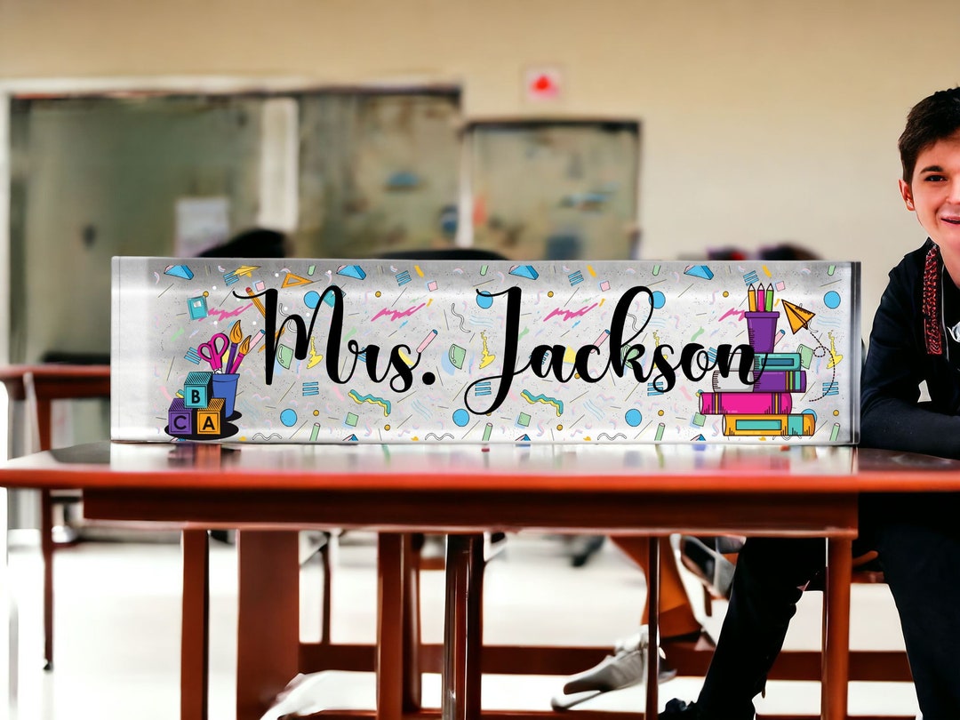 Personalized Teacher Desk Sign, Custom Teacher Desk Name Plate, Teacher ...