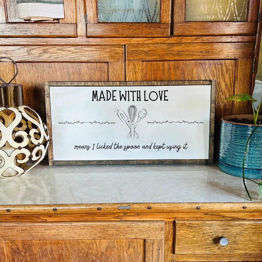 Made With Love Kitchen Sign, Wood Framed Sign, Framed Wood Sign, Sign ...