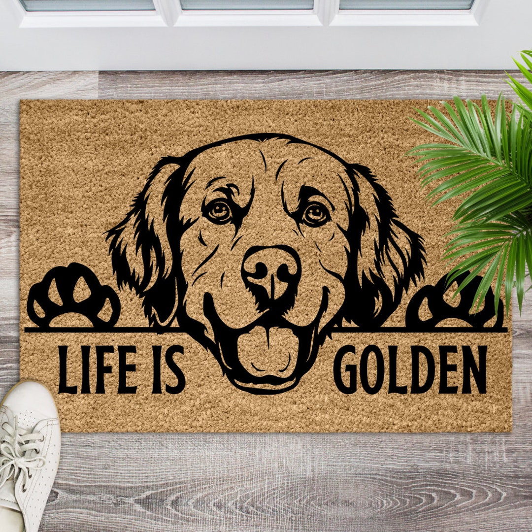 Life is Golden Door Mat, Golden Retriever Lover, Door Mat for Pet Owner ...