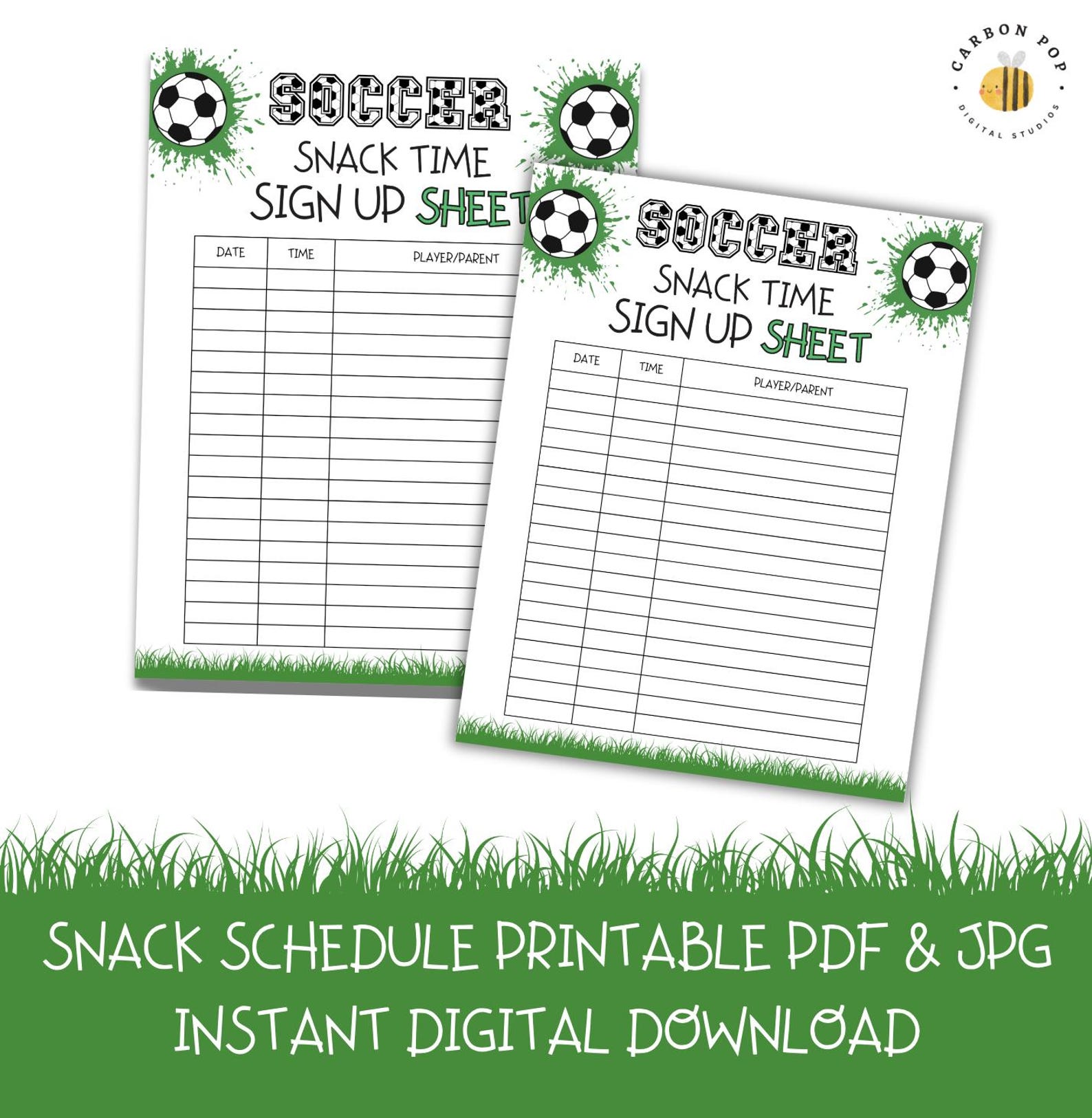 Printable Soccer Snack Schedule | Game Day Snack Sign-up Sheet | Soccer ...