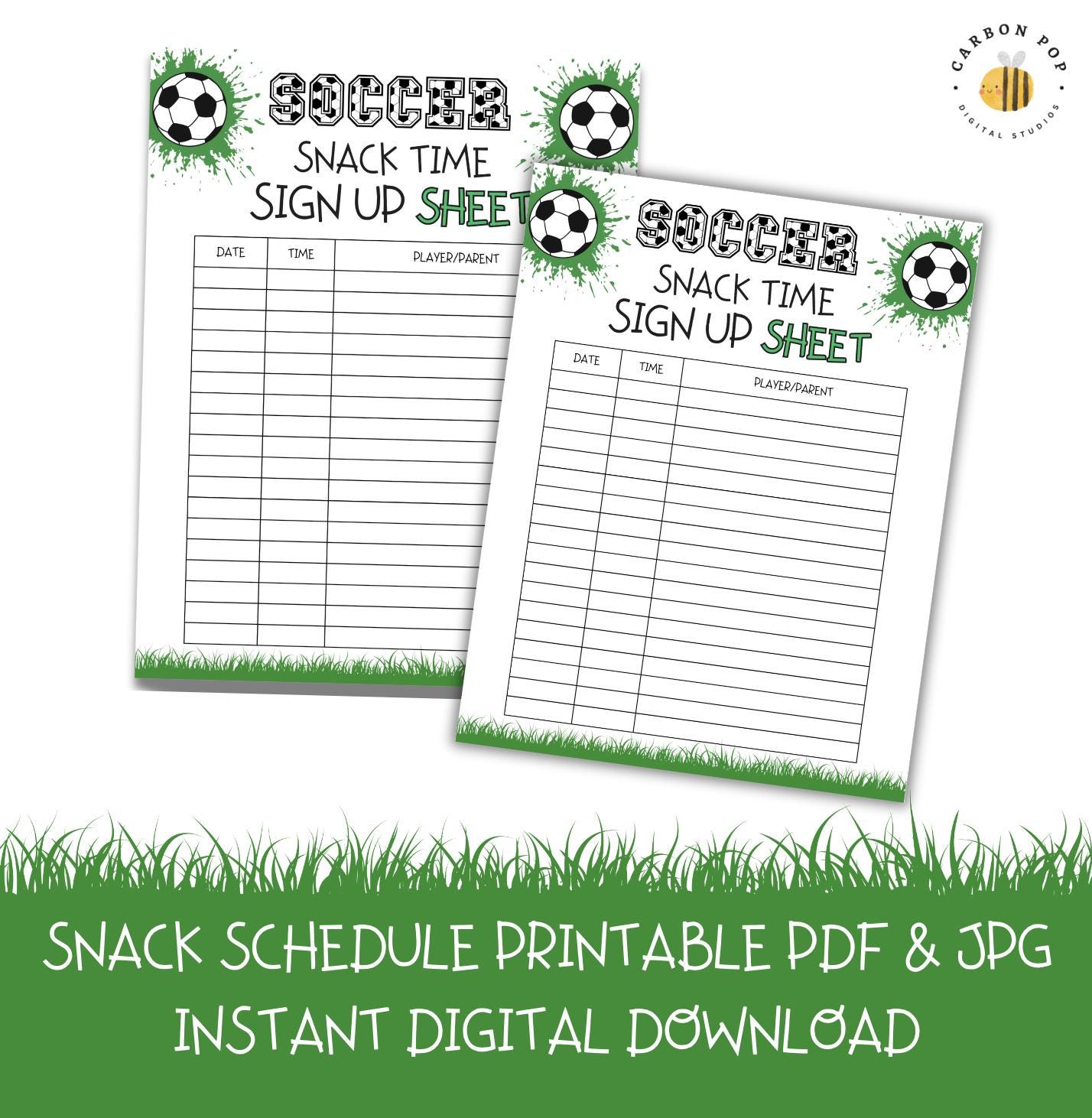Printable Soccer Snack Schedule | Game Day Snack Sign-up Sheet | Soccer ...