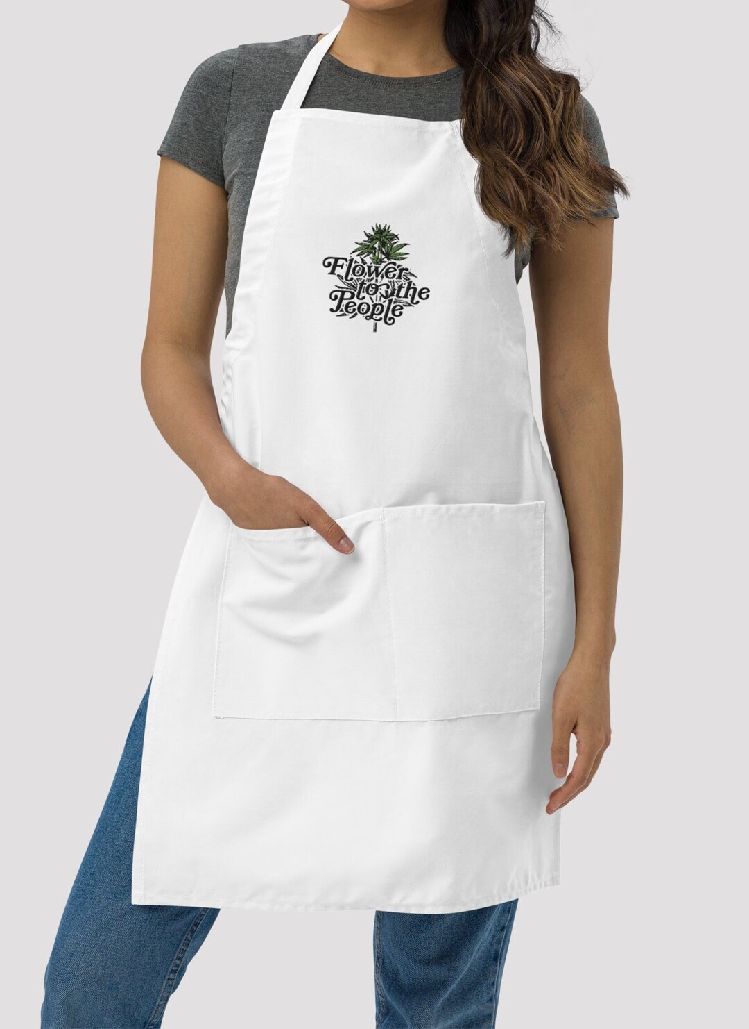 Flower People Embroidered Apron Cooks Aprons Cannabis - Etsy