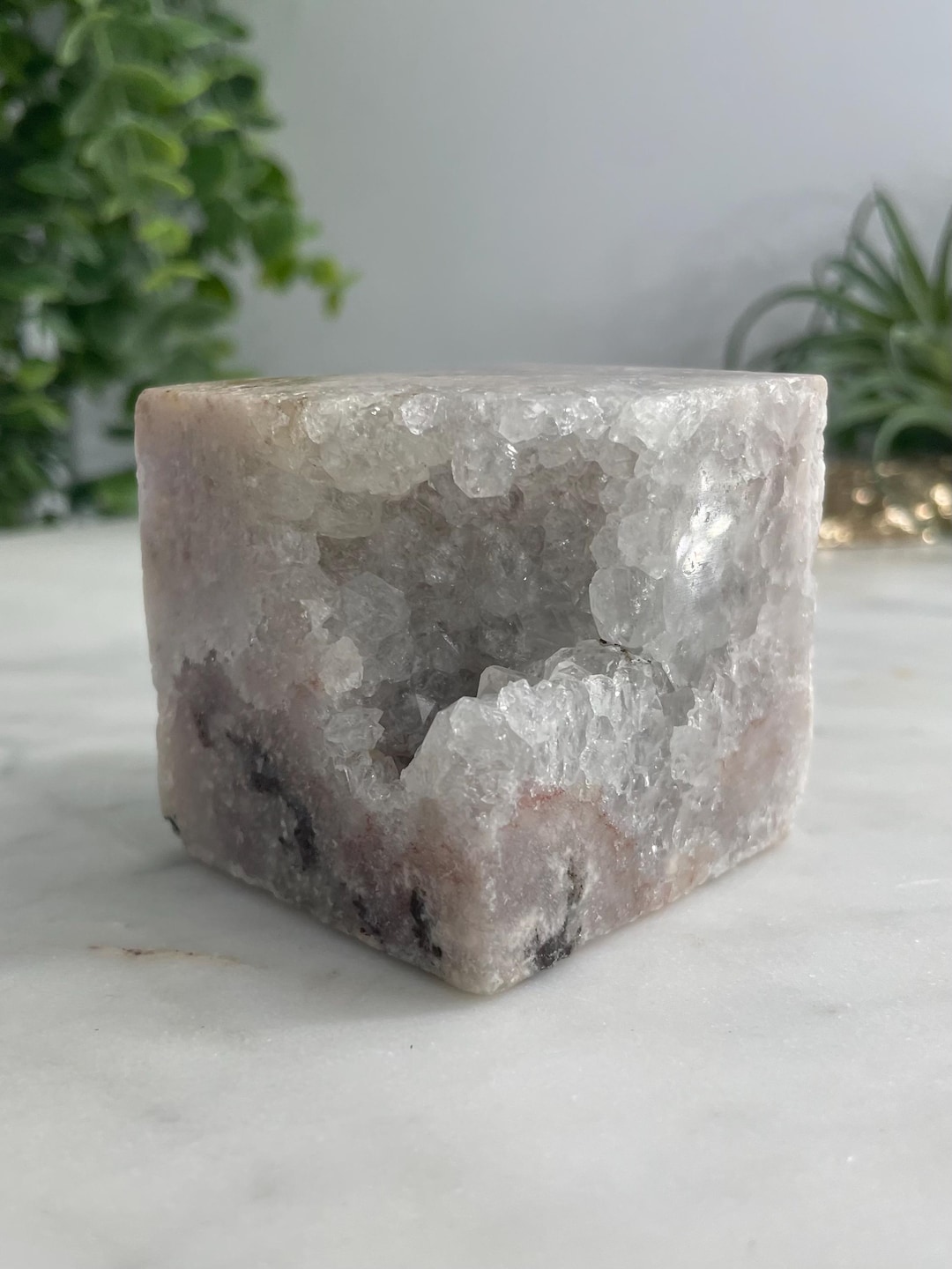Druzy Pink Amethyst Cube, Floating Crystal Cube - Etsy