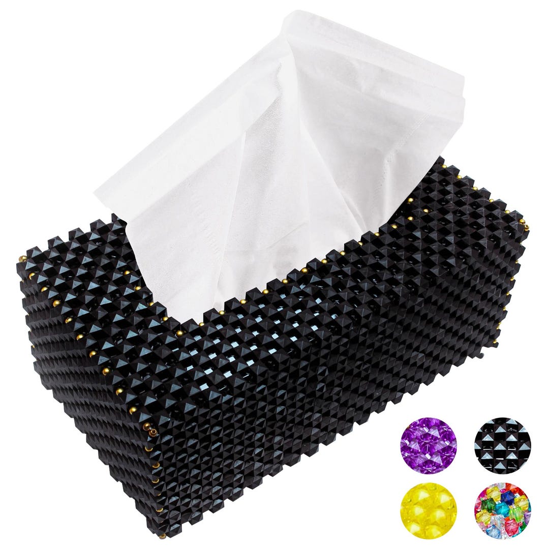 Handmade Beaded Tissue Box Cover, Decorative Black Rectangle - Etsy