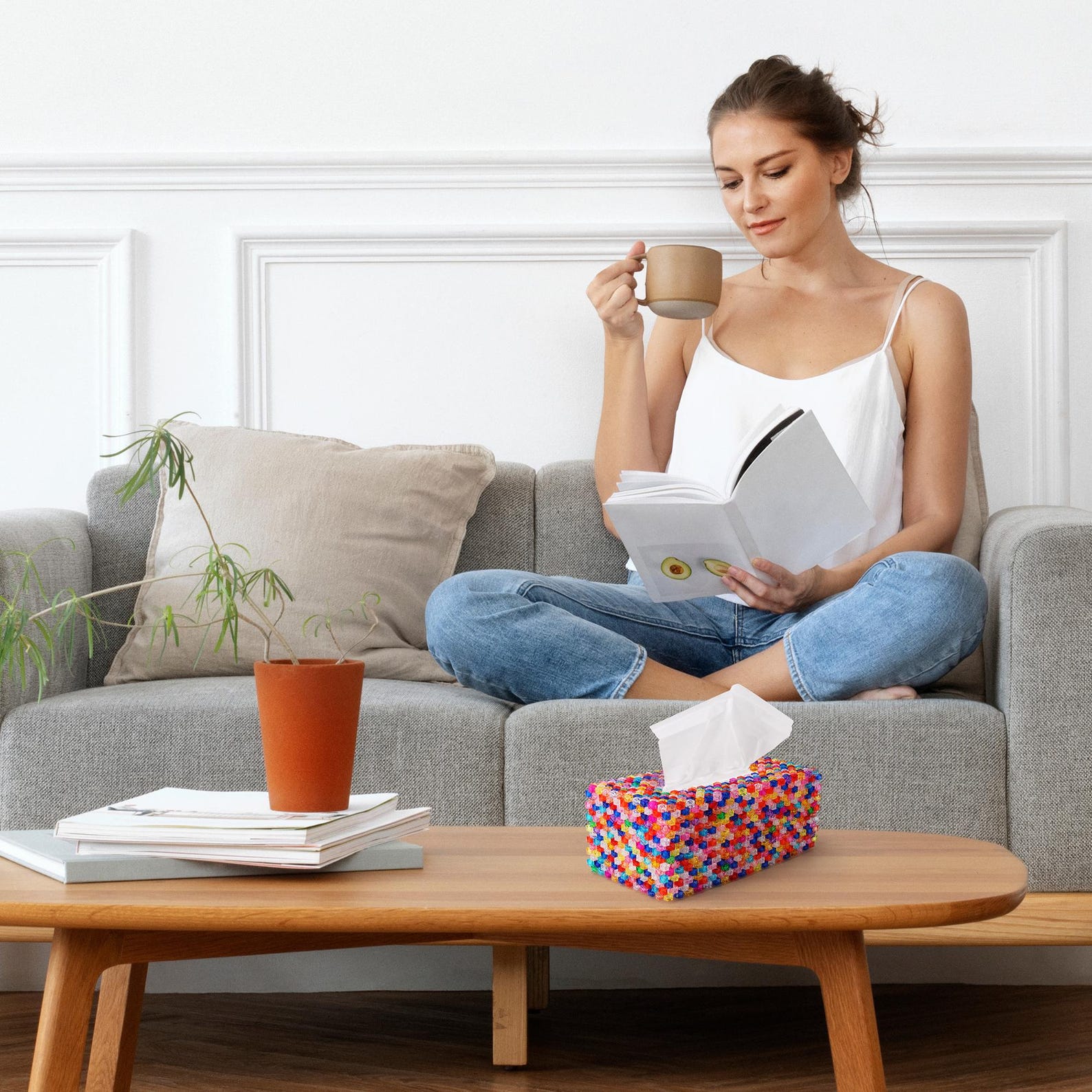 Tissue Box Cover , Beaded Tissue Box Cover, Handmade Tissue Box Holder ...