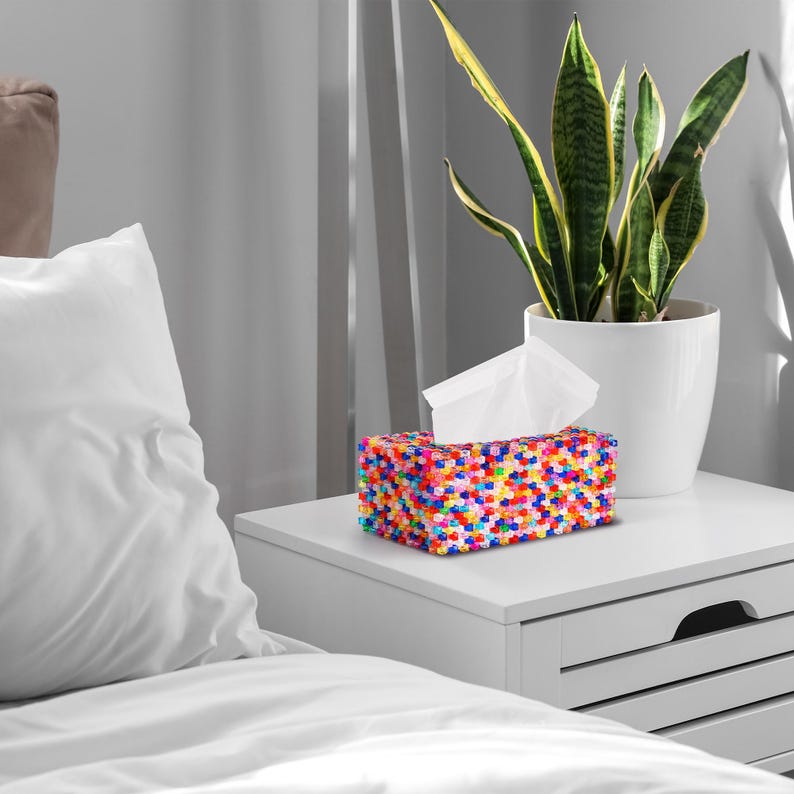 Tissue Box Cover , Beaded Tissue Box Cover, Handmade Tissue Box Holder ...