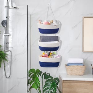 Woven Cotton Hanging Basket, Wall Storage Organizer - Etsy