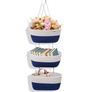 Woven Cotton Hanging Basket, Wall Storage Organizer - Etsy