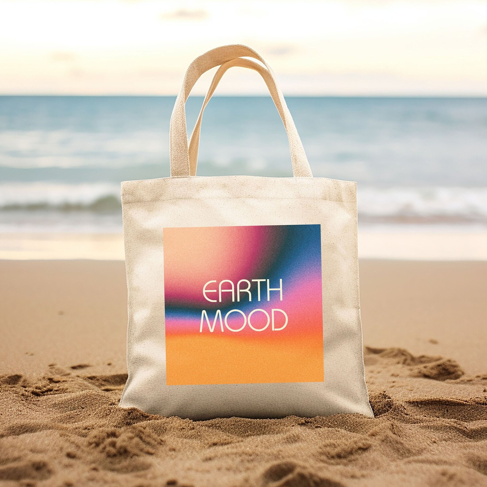 Earthy Print Tote Bag Rainbow Gradient Graphic Canvas Tote Earth Day ...