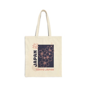 Japanese Cherry Blossom Print Canvas Tote Bag Tokyo Japanese Streetwear ...