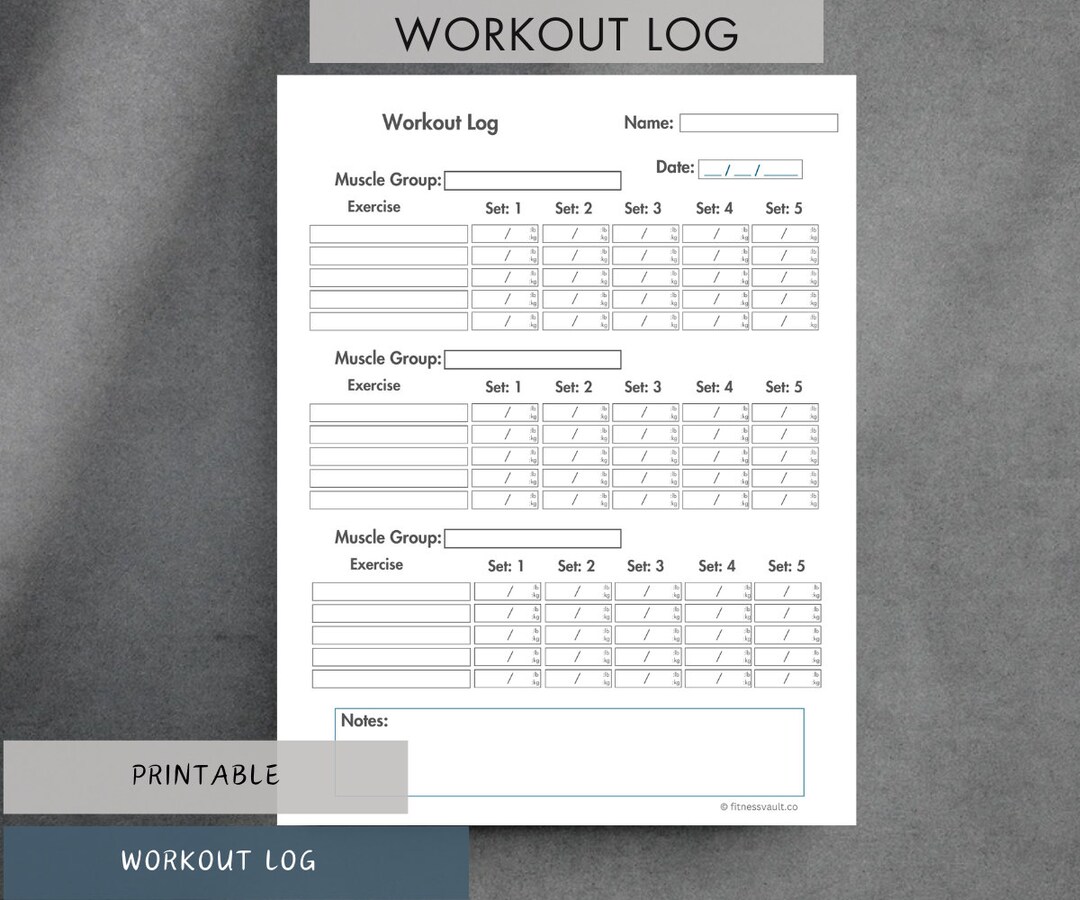 Workout Log Planner Printable Daily Exercise Log Minimalist Fitness ...