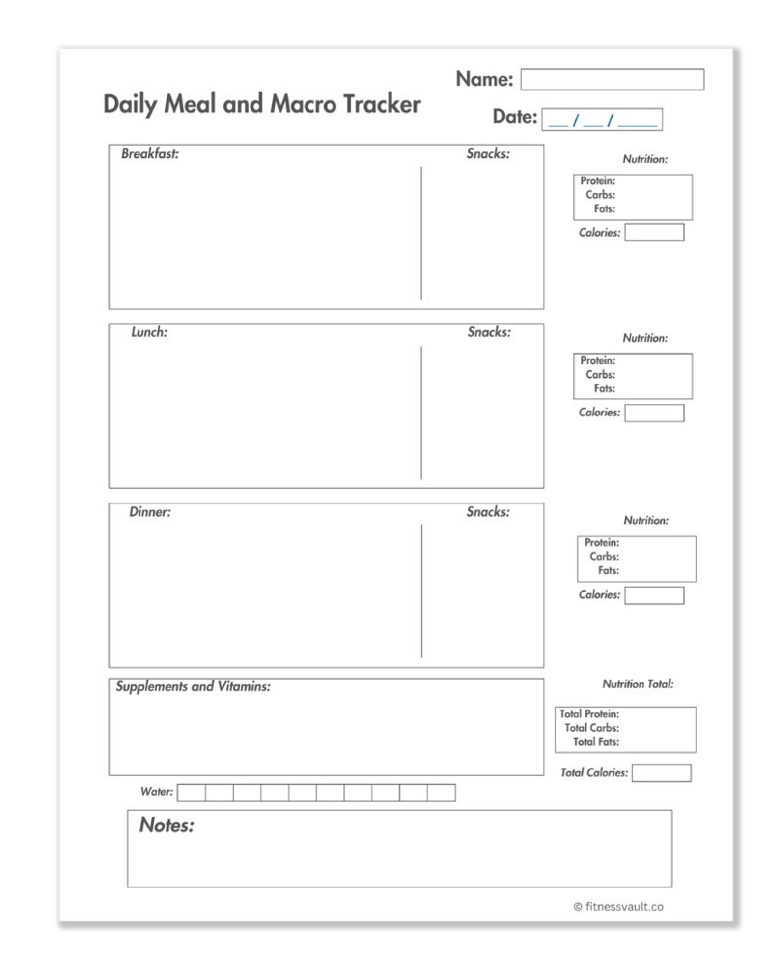 Daily Meal and Macro Tracker Minimalist Food Diary Meal Tracker Food ...