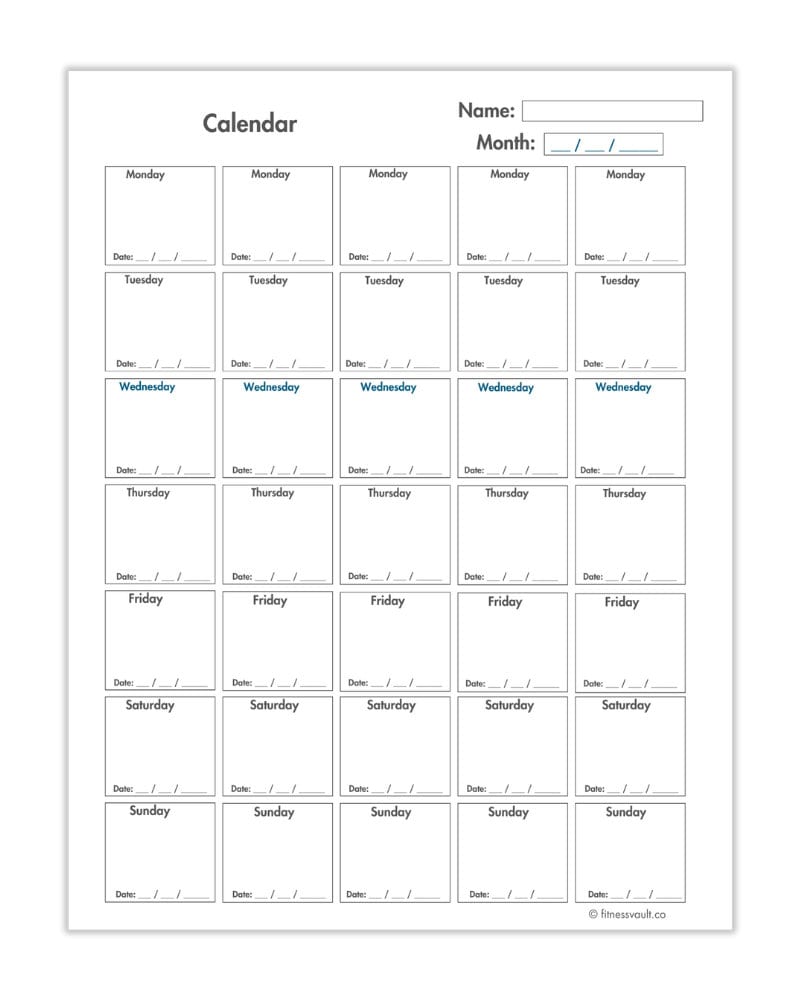 Monthly Calendar Printable Simple Calendar Daily Planner Weekly Tracker ...