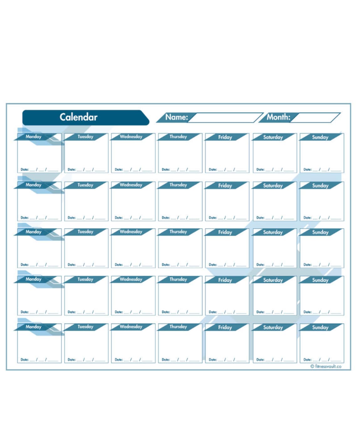 Monthly Calendar Printable Landscape Daily Planner Weekly Tracker Event ...