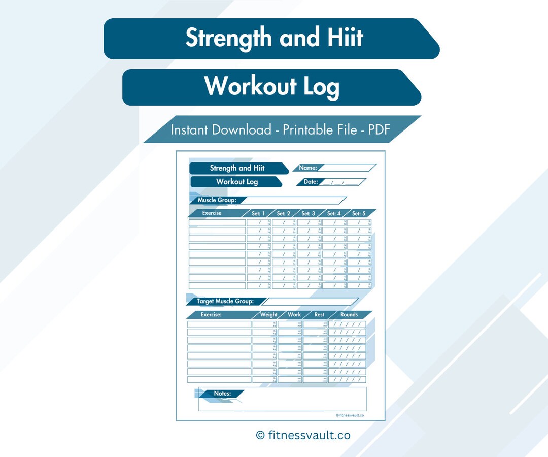 Strength and Hiit Training Workout Log, Goal Tracker, Fitness Journal ...