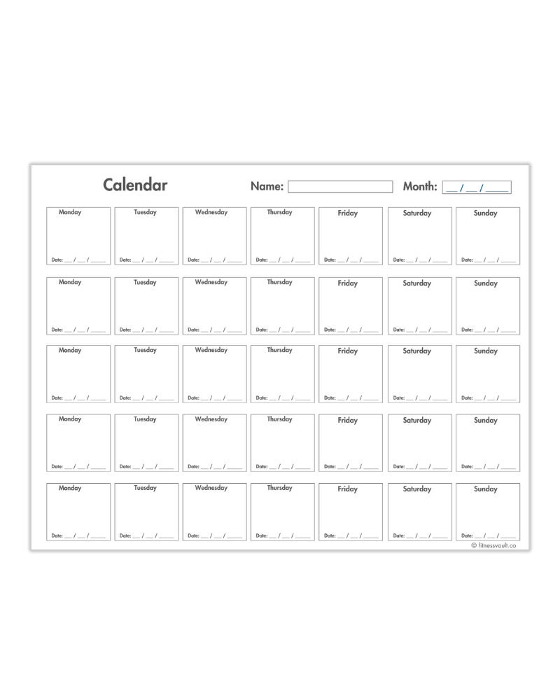 Monthly Calendar Printable Simple Calendar Daily Planner Weekly Tracker ...