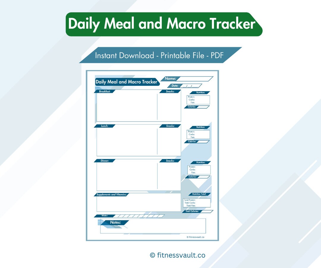 Daily Meal and Macro Planner Food Diary Meal Tracker Food Journal Meal ...
