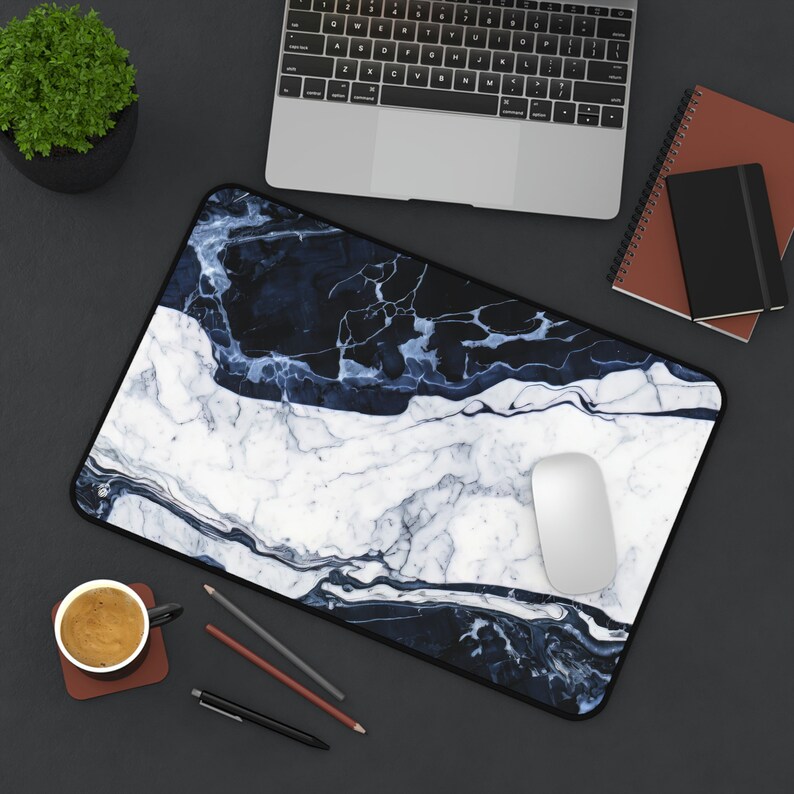 Navy Blue Marbel Luxury Desk Mat , Custom XXL Gaming Mouse Pad ...
